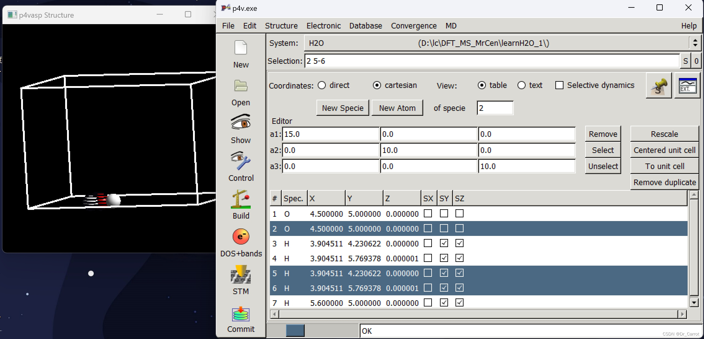 [VASP learning]p4vasp旋转和平移操作和H2O-H-OH2质子传递的反应路径和过渡态定位-CSDN博客