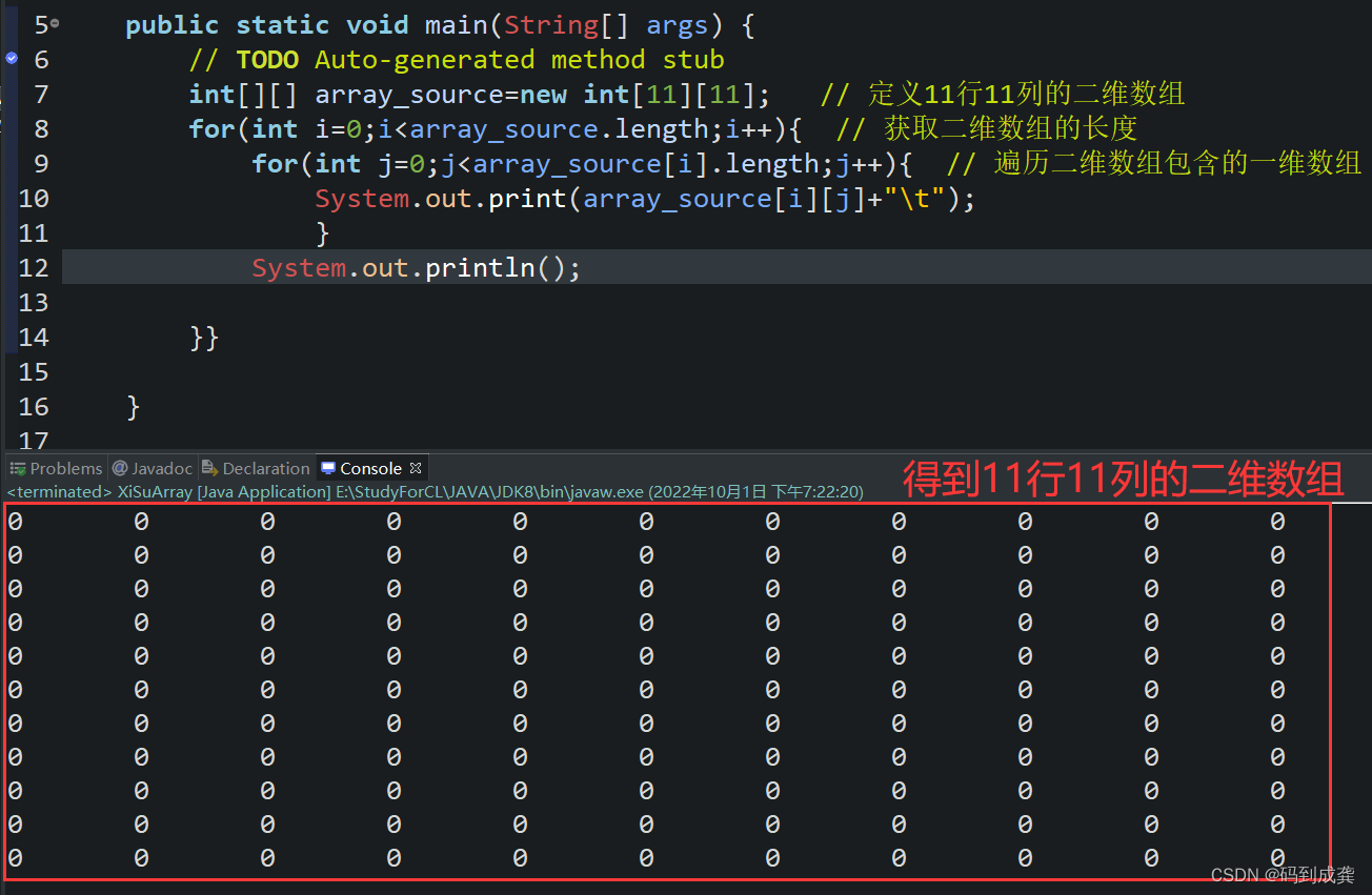 Java习题003 简单的使用数组知识将含0数组转换成稀疏数组 Csdn博客 8955