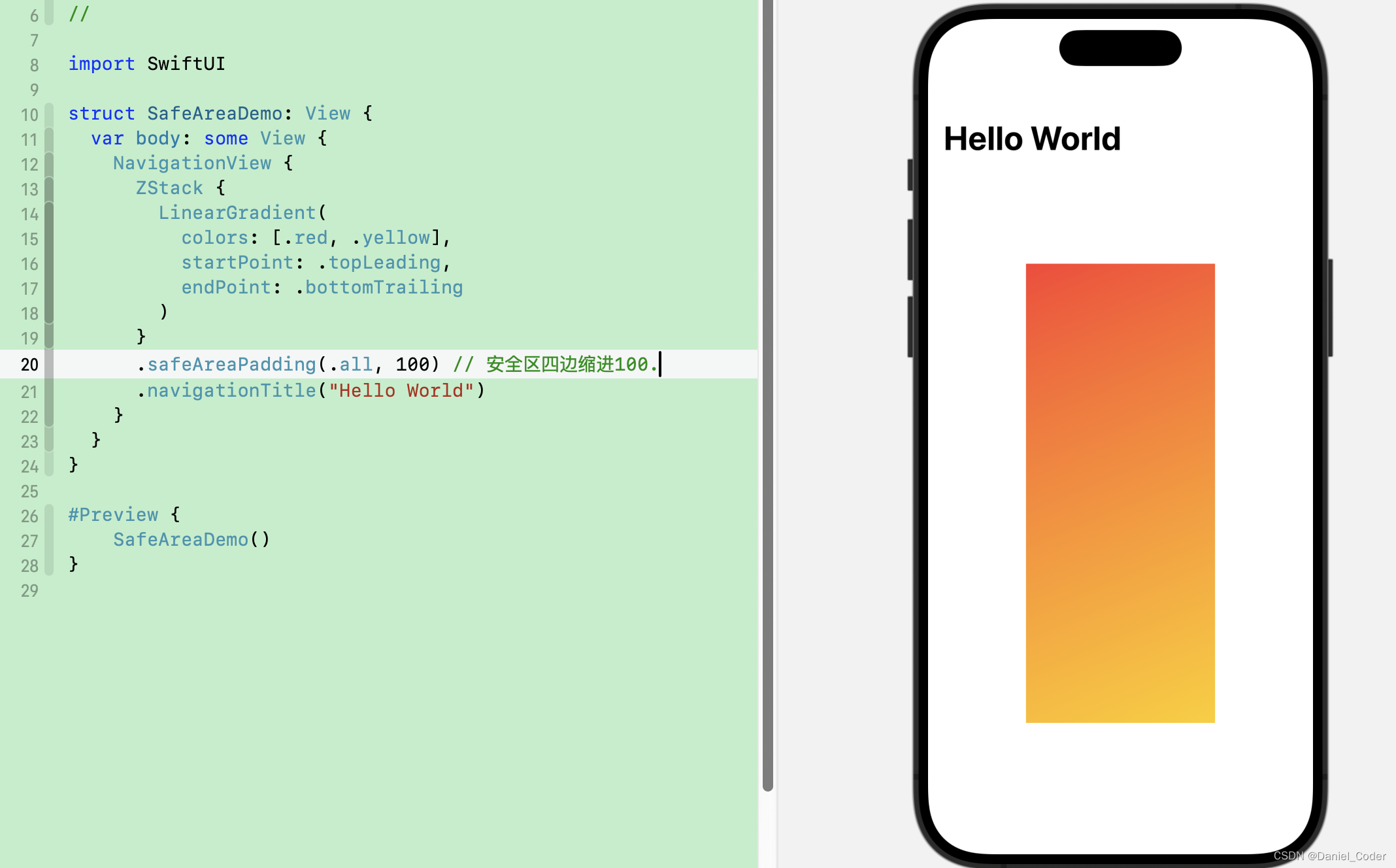 SwiftUI中SafeArea的管理与使用（ignoresSafeArea, safeAreaPadding, safeAreaInset）_safeareainsets-CSDN博客