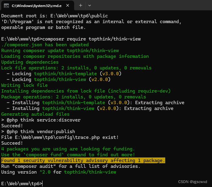【小白专用 已验证24.5.31】ThinkPHP6 视图的安装及模板篇之传参和渲染_thinkphp6 view-CSDN博客