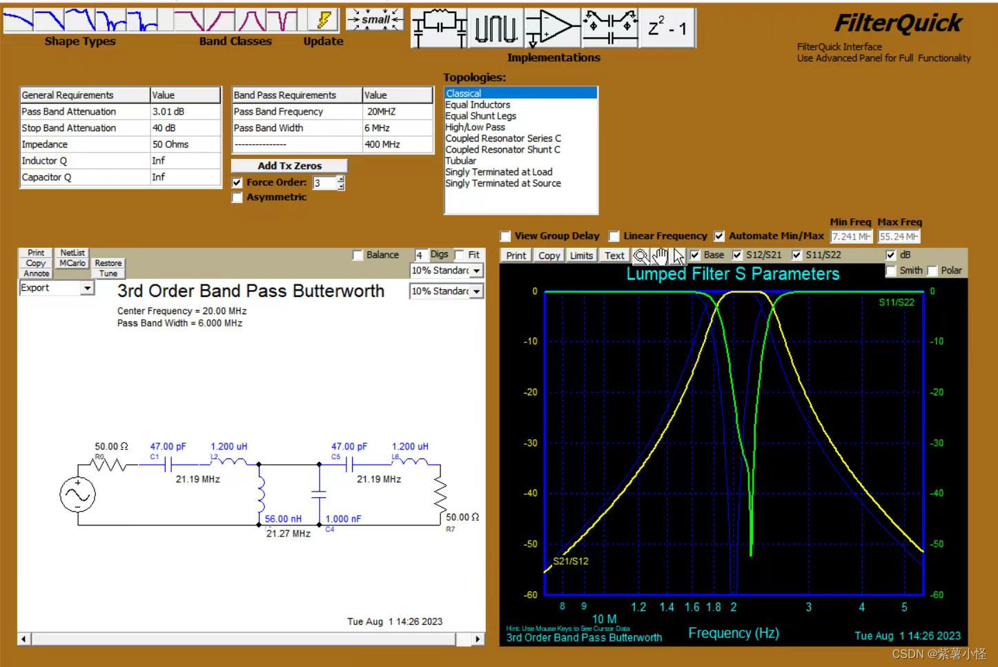LC滤波器设计与带通滤波器详解：参数调整与实际应用,-CSDN博客