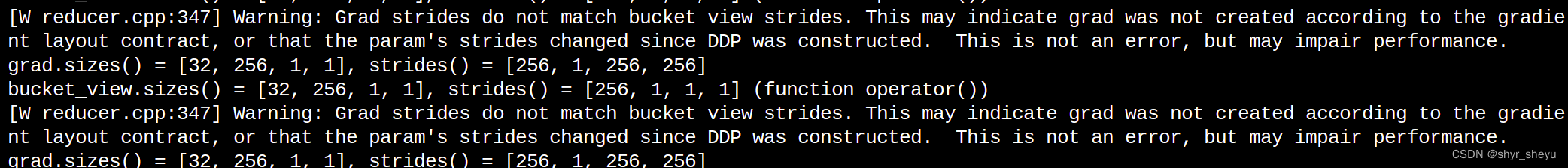 【已解决】Warning: Grad strides do not match bucket view strides._userwarning: grad strides do not ...