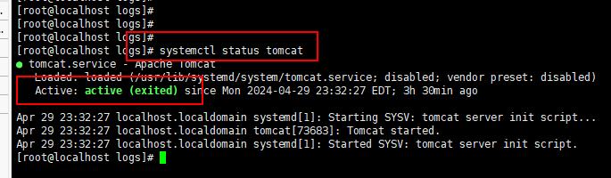 Active: active (exited) ,Tomcat访问不了，端口也没有显示_tomcat active (exited)-CSDN博客