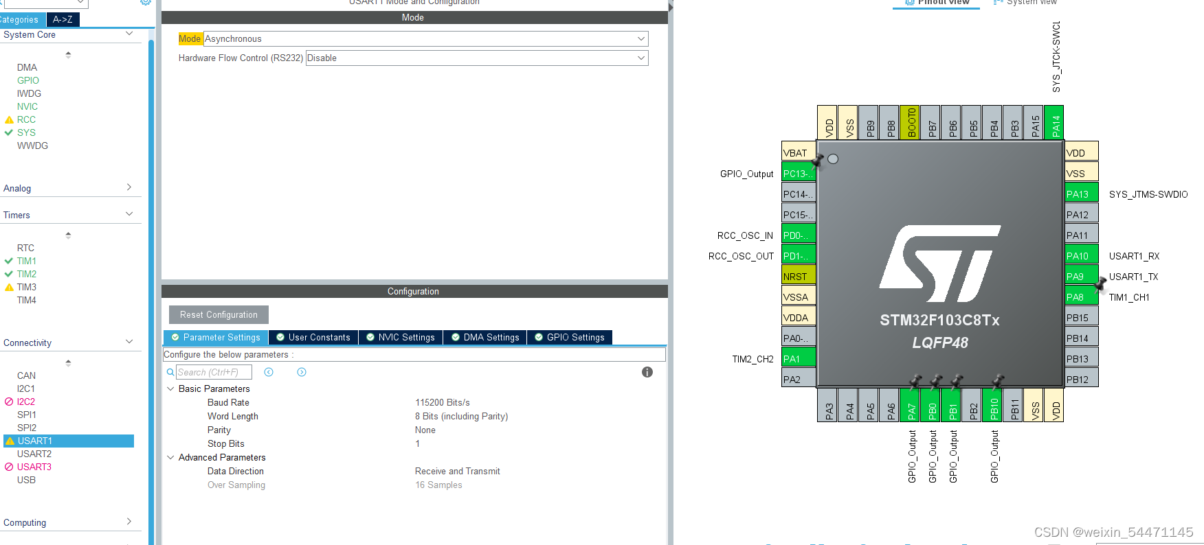 HAL库STM32C8T6最小系统板用串口做应声虫_c8t6串口 hal 串口发送一个字节-CSDN博客