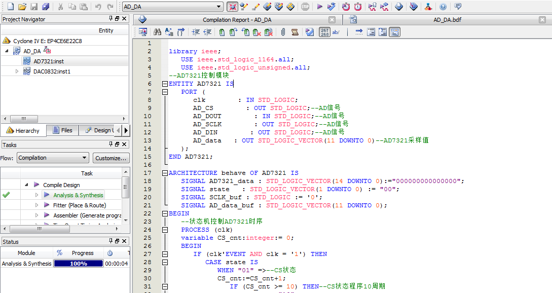 AD7321和DAC0832驱动VHDL代码Quartus仿真_ad7321 fpga-CSDN博客