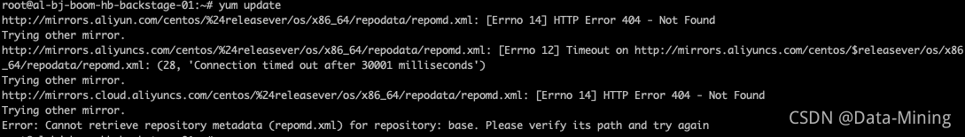 记录一次错误使用 yum 命令的尴尬_connection timed out after 30001 milliseconds-CSDN博客