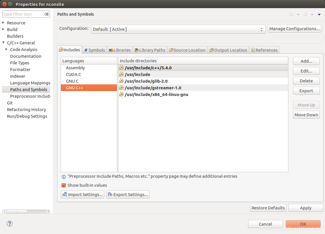 Eclipse/NSight解决办法：unsolved inclusion stdio.h/map/string/queue/list_unresolved inclusion: