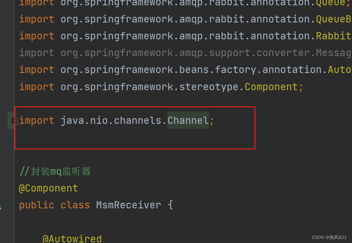 Cannot convert from [com.lxyk.yygh.vo.order.OrderMqVo] to [java.nio.channels.Channel] for ...