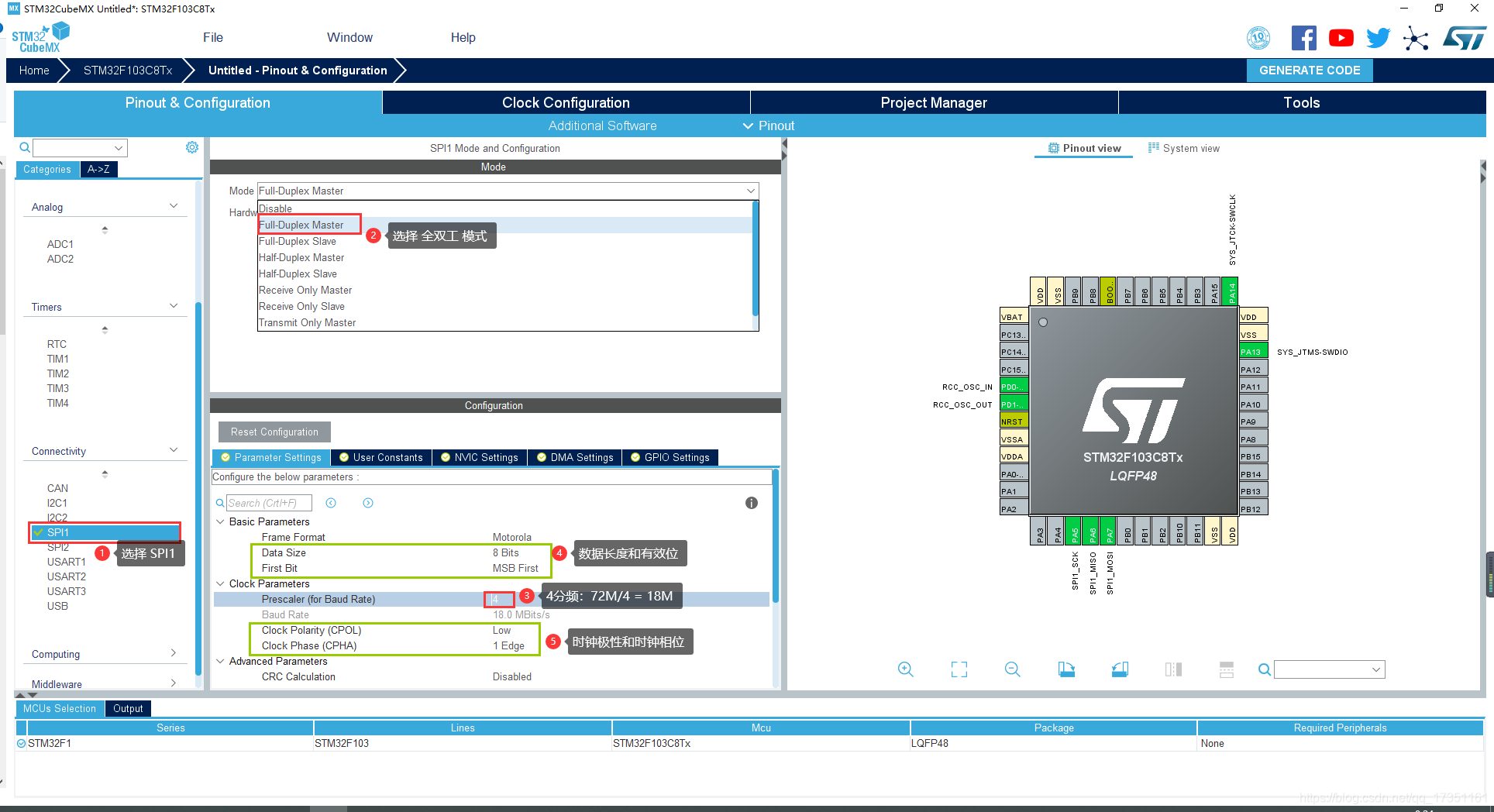 STM32F1x HAL库学习笔记（12）硬件 SPI 的配置_stm32f1系列波特率hal-CSDN博客