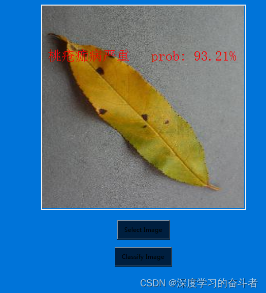 桃子叶片病害识别(python代码,pytorch框架,深度卷积网络模型,很容易替换为其它模型,带有gui识别界面) Csdn博客