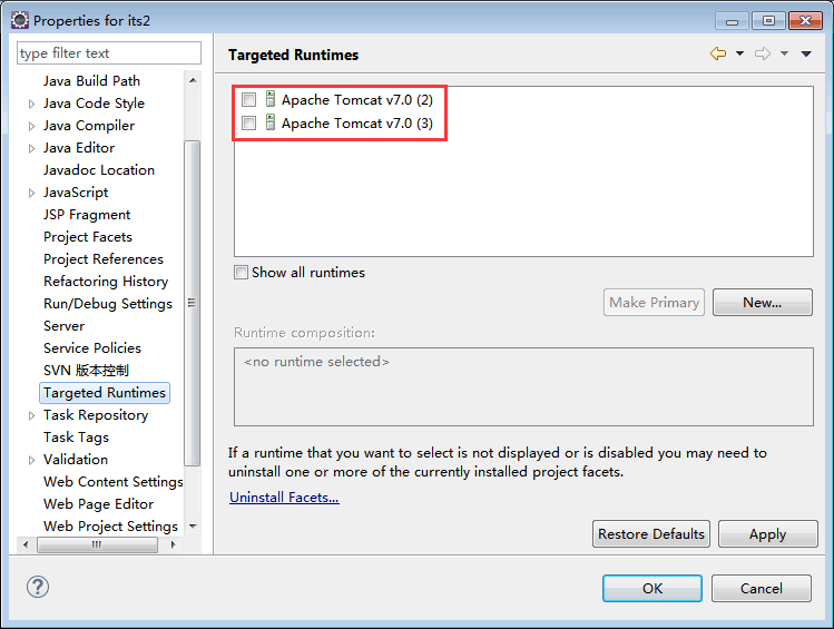 eclipse设置tomcat运行时环境-Targeted Runtimes-CSDN博客