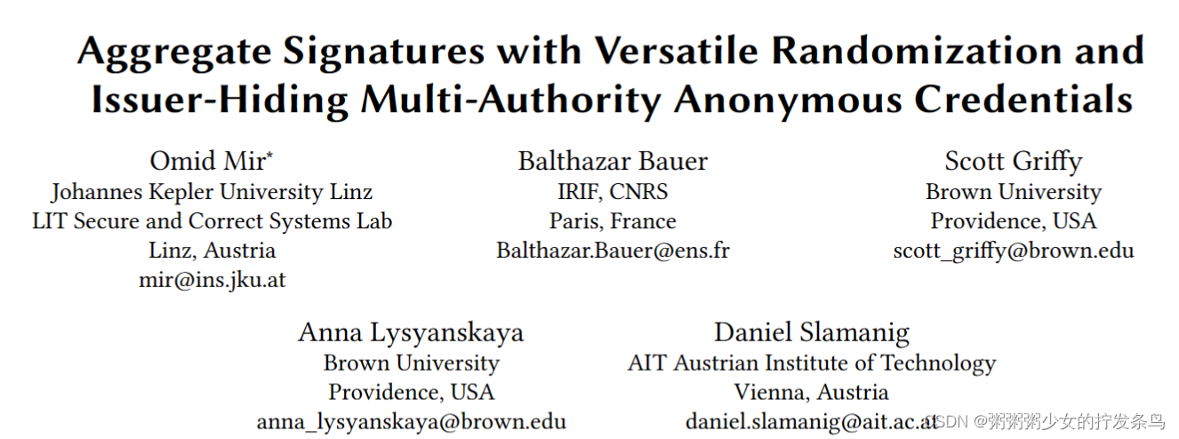Aggregate Signatures with Versatile Randomization and Issuer-Hiding Multi-Authority Anonymous ...