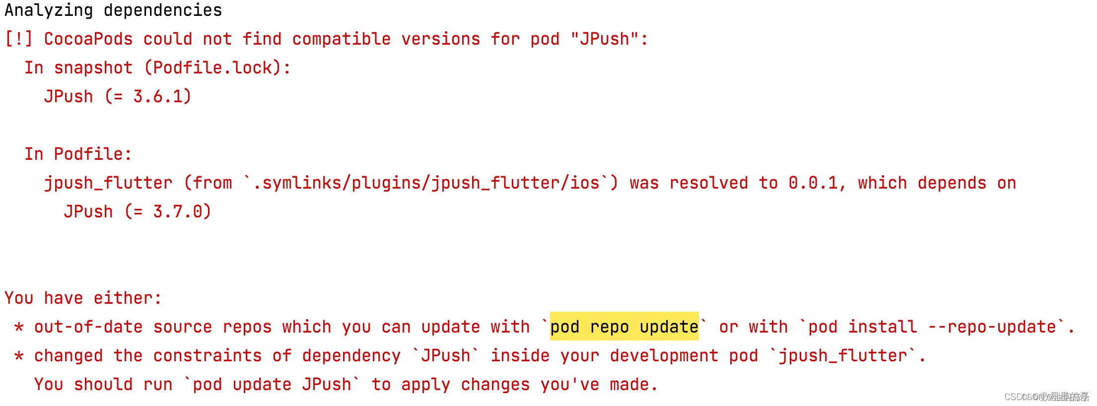 Flutter集成冲突与解决：iOS/JPush版本不匹配与AndroidMultidex问题-CSDN博客