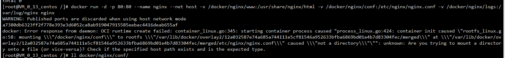 Error response from daemon: OCI runtime create failed: container_linux.go:380: starting ...