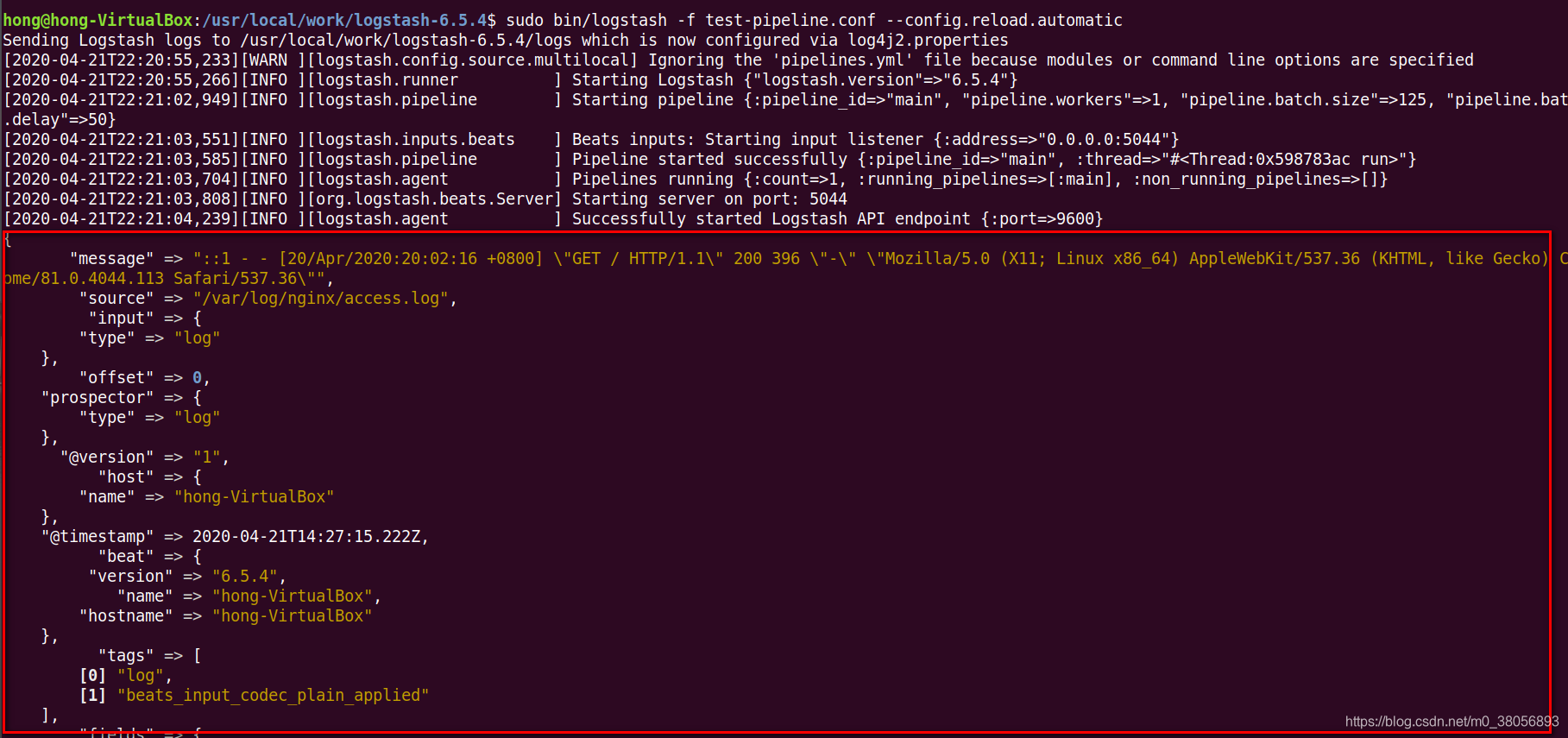 Ubuntu下整合Filebeat和Logstash，读取nginx的日志_ubuntu 22 filebeat 6-CSDN博客
