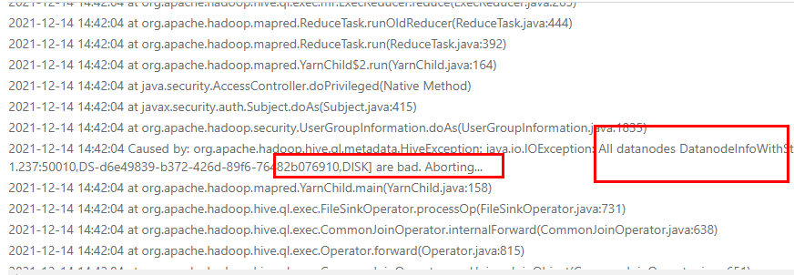 集群运维：All datanodes DatanodeInfoWithStorage[10.21.131.179:50010,DS-6fca3fba-7b13-4855-b483 ...