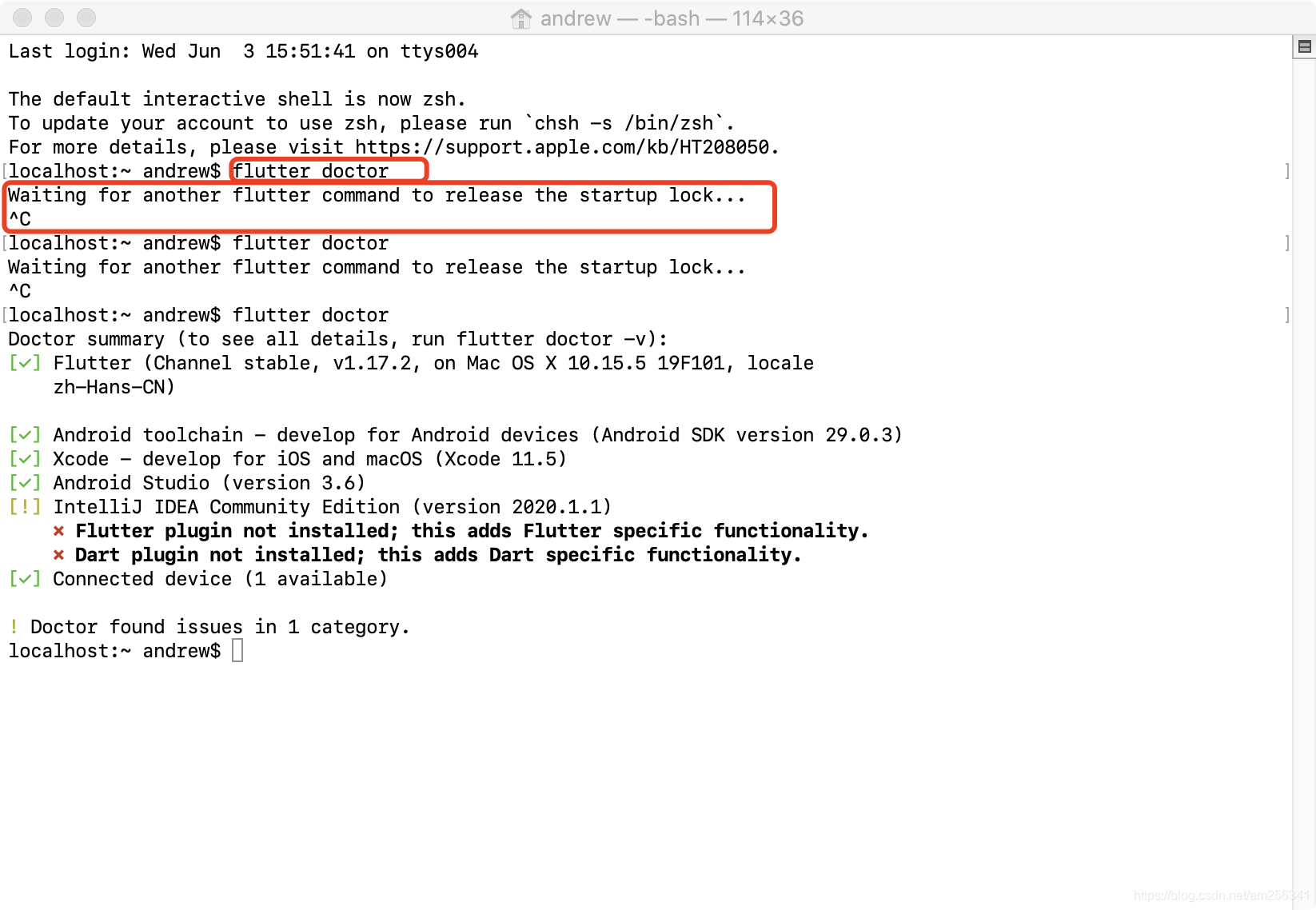 Waiting for another flutter command to release the startup lock_mac waiting for another flutter ...