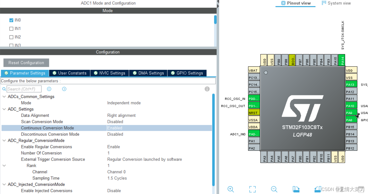 STM32 CubeMX ADC采集 单通道，多通道，内部温度（轮询，DMA，中断）（HAL库）_stm32 cubmax dma adc多通道采集数据-CSDN博客