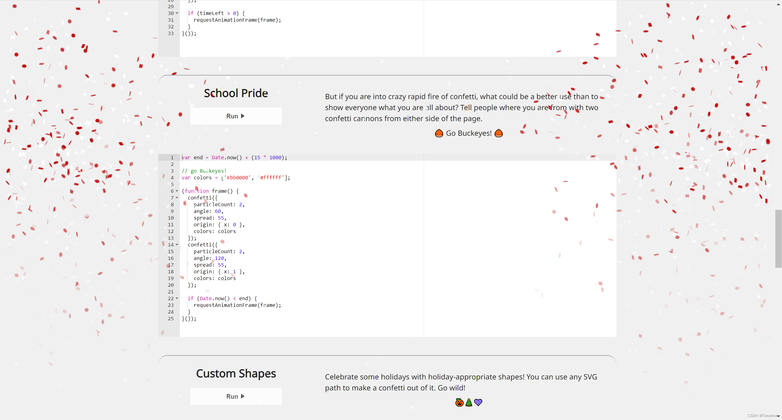 Vue3类似飞书文档点赞的五彩纸屑动画效果_canvas-confetti-CSDN博客