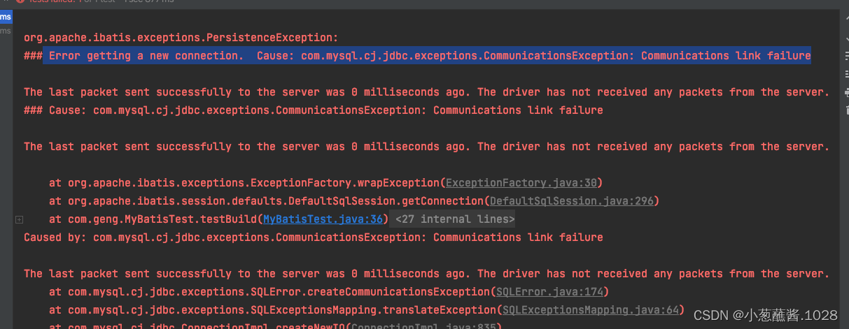 mybatis报错 Error getting a new connection. Cause: com.mysql.cj.jdbc.exceptions ...