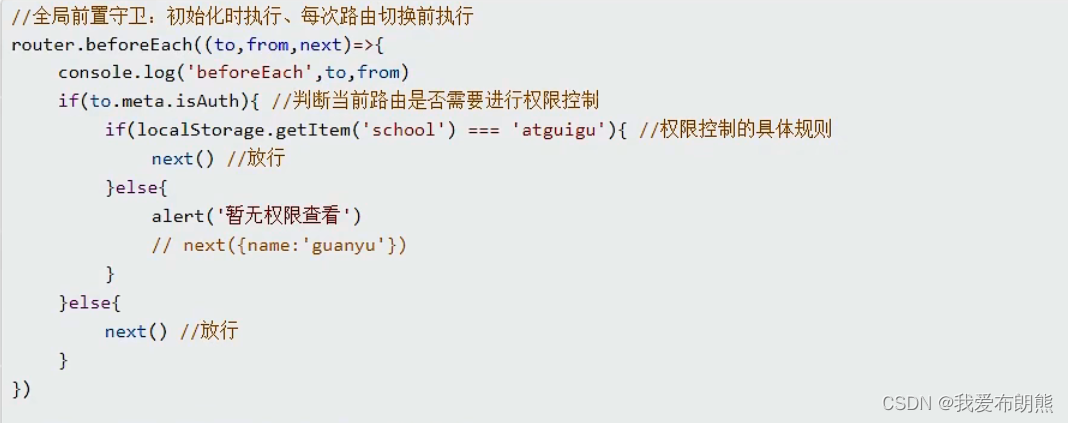 Vue——路由守卫(全局前置路由守卫beforeeach、全局后置路由守卫routeraftereach、独享路由守卫beforeenter、组件内路由守卫 ) Csdn博客