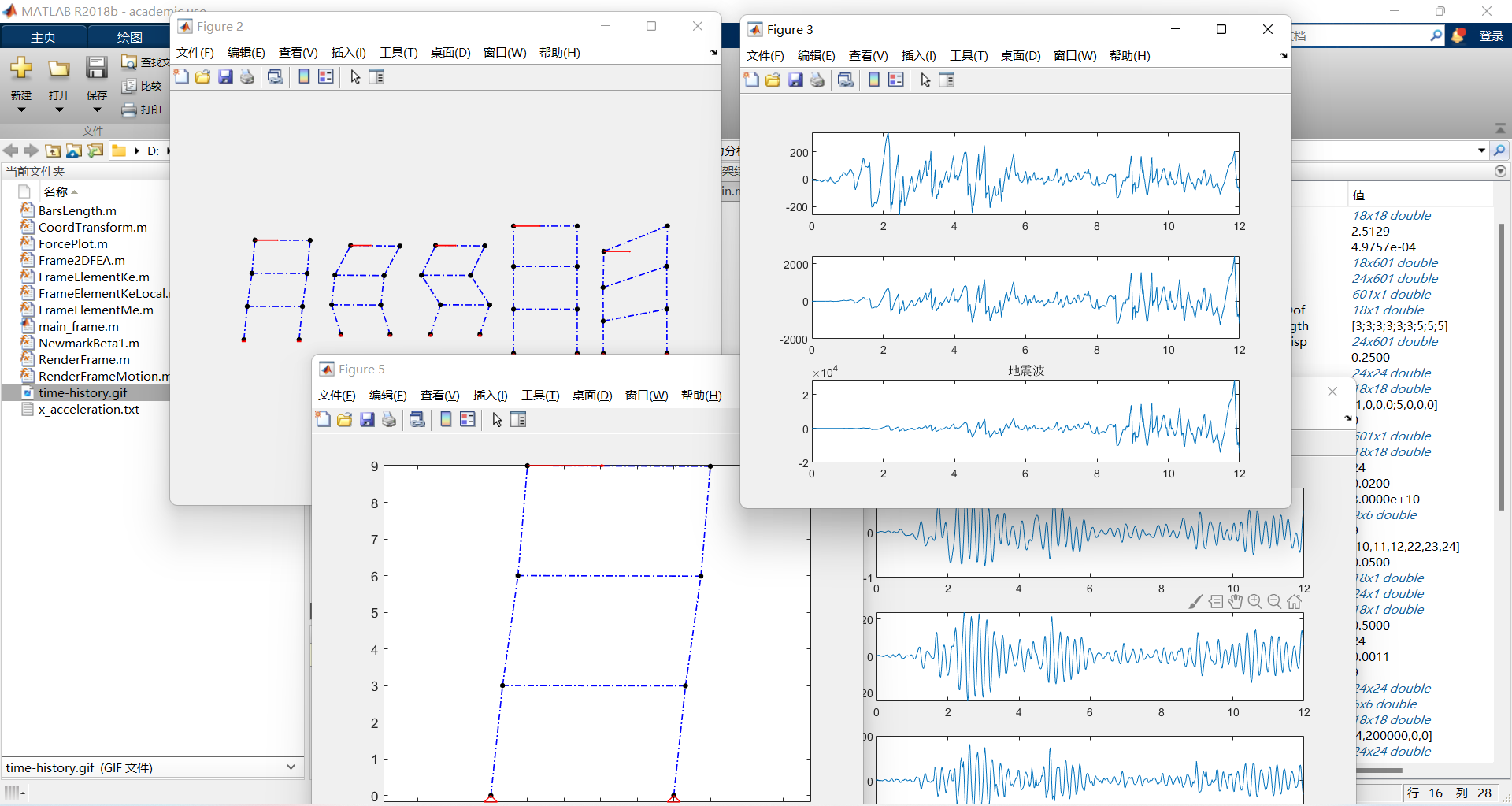 框架结构模态分析动力时程分析matlab有限元编程 【matlab源码ppt讲义】梁单元地震时程动画结果后处理地震弹性时程分析 隐式动力学 Csdn博客