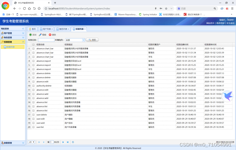 基于javaweb的学生考勤管理系统(java+SSM+Poi导出+Easyui+JFreeChart+maven+mysql)_简单考勤系统 web-CSDN博客