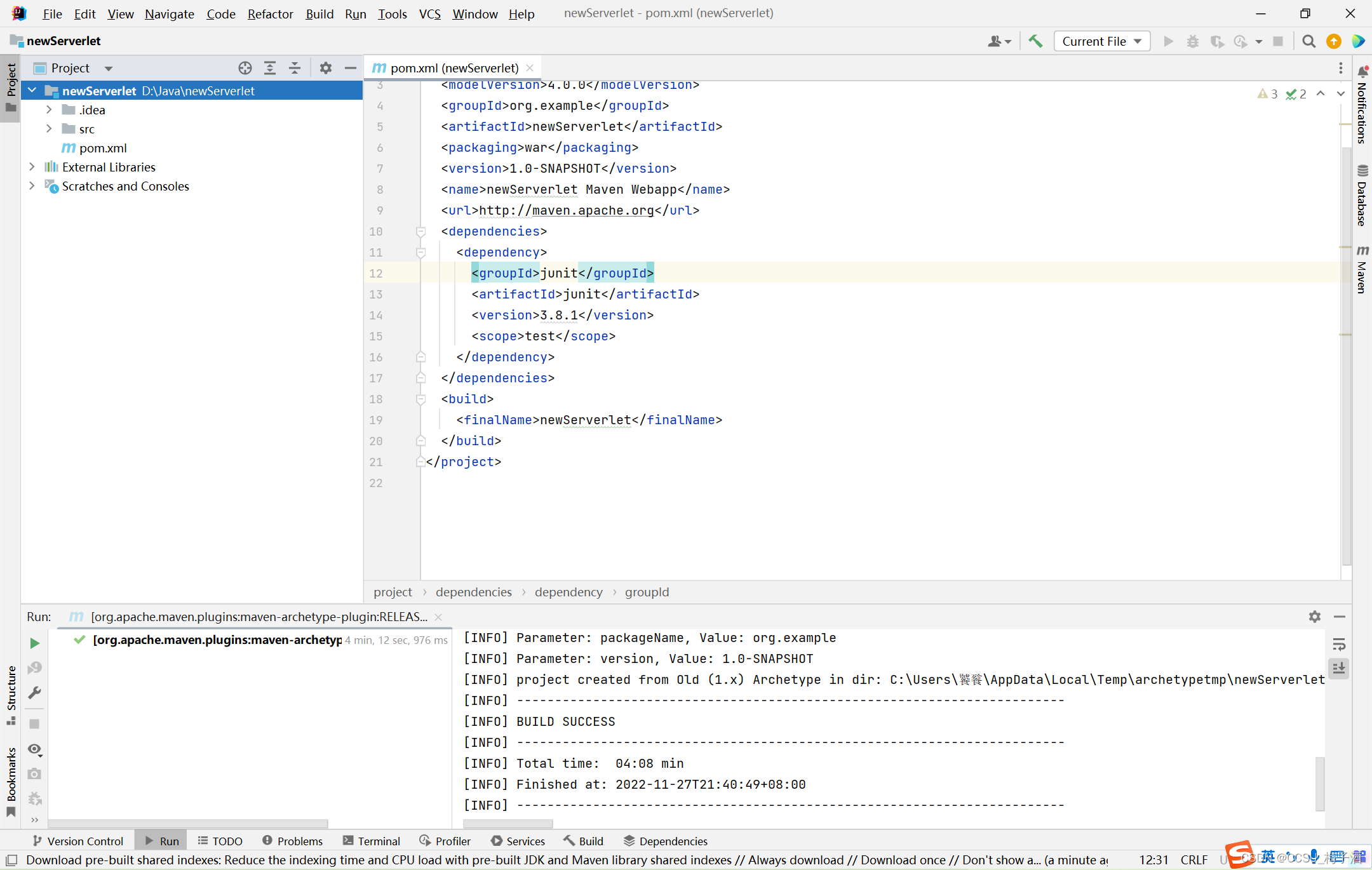 IDEA2022用maven创建的Servlet项目_idea serverlet maven-CSDN博客