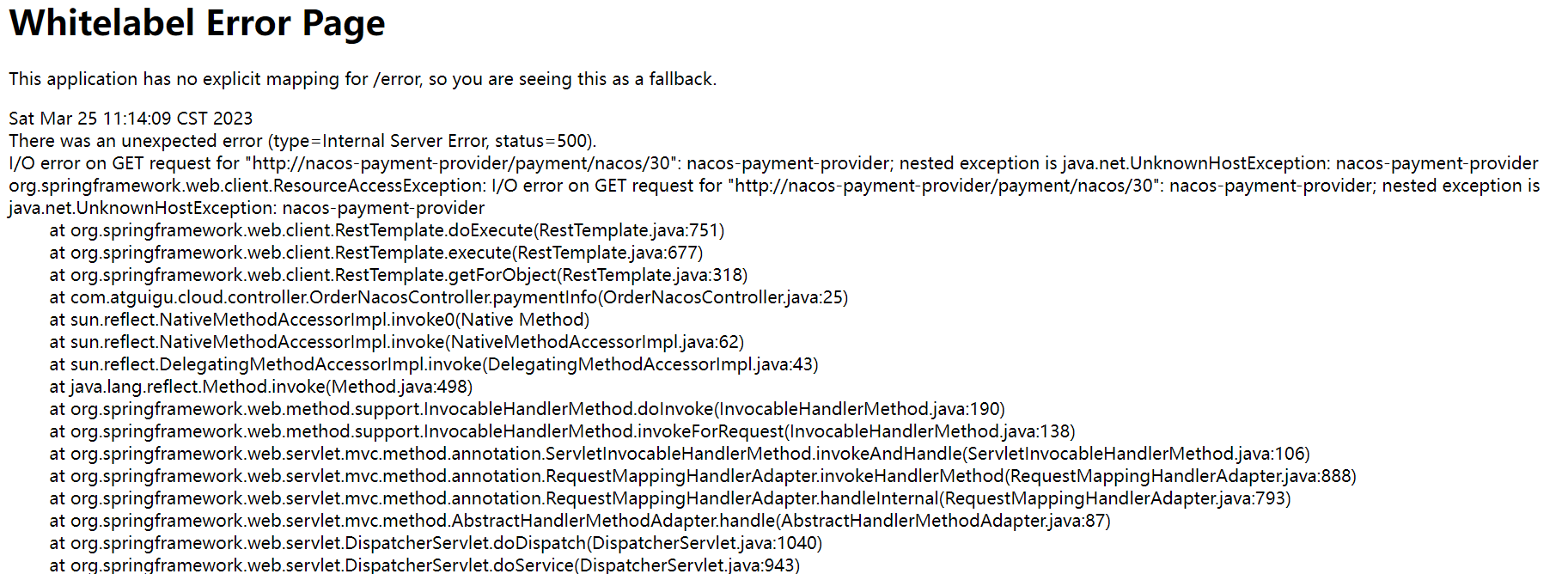 关于SpringCloud消费者报I/O error on GET request for...的错误-CSDN博客