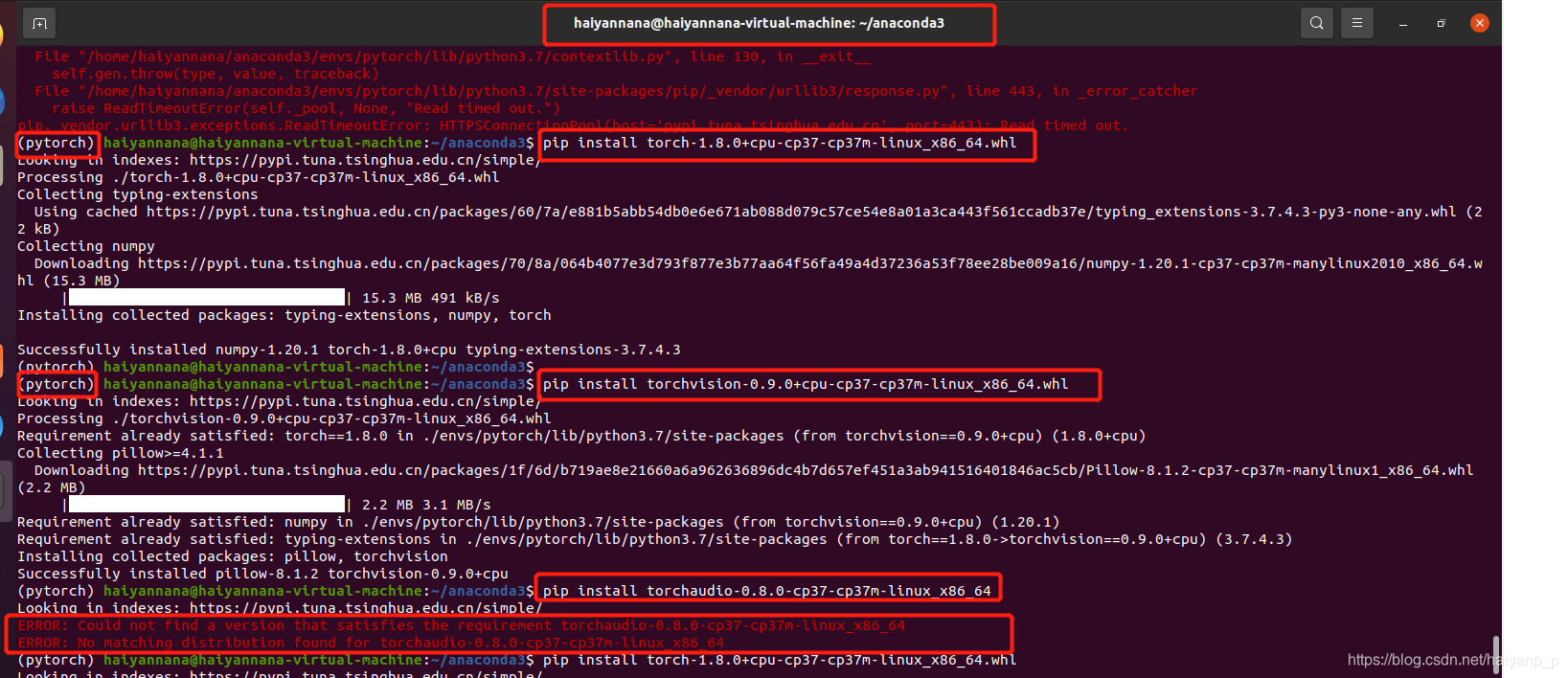 VM安装+Ubuntu安装+Ubuntu20.0上安装anaconda+配置pytorch+Tensorflow+使用（并非教程 只是记录）-CSDN博客