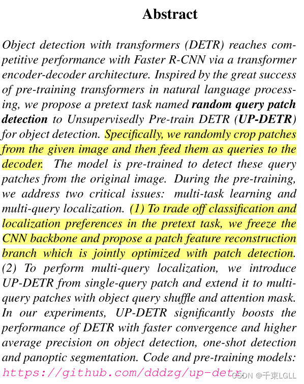 UP-DETR_up-detr: unsupervised pre-training for object dete-CSDN博客