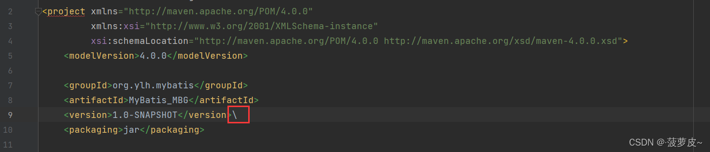 Element ‘project‘ cannot have character [children], because the type‘s content type is element ...