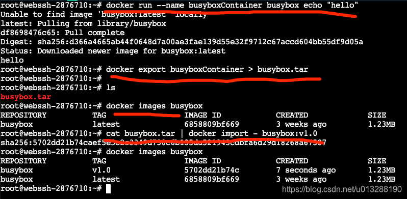 Docker教程小白实操入门（9）--基于export导出容器与基于import导入一个镜像_将busyboxcpntainer导出为容器快照:busybox.tar怎么做-CSDN博客