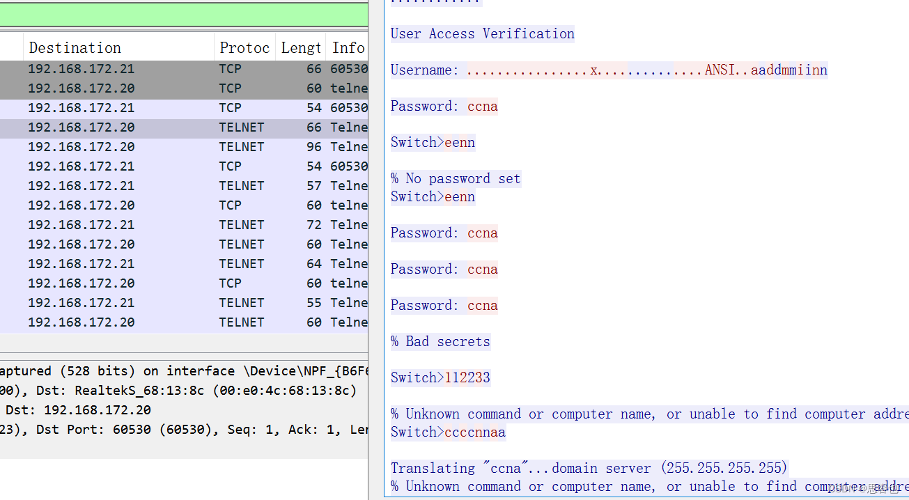 实现Telnet、SSH远程登录，利用Wireshark抓包分析实验（真机）_wireshark抓包实验cisco-CSDN博客