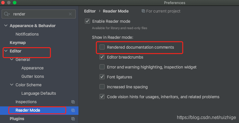 默认关闭IDEA的注释doc的rendered view模式_idea不小心打开了render-CSDN博客