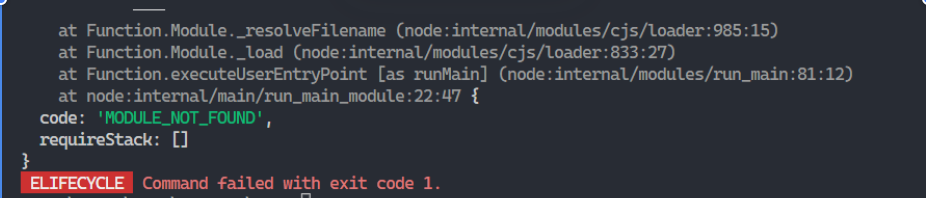 ELIFECYCLECommand failed with exit code 1_elifecycle command failed with exit code 1.-CSDN博客