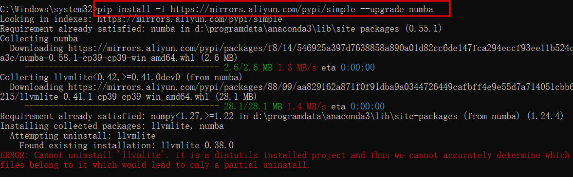 成功解决from numba.np.ufunc import _internal SystemError: initialization of _internal failed without ...