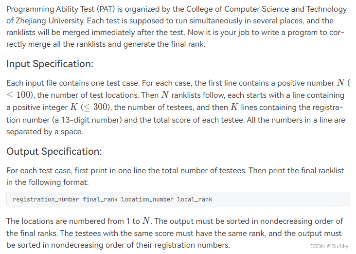 1025.PAT Ranking Java(22分)-CSDN博客