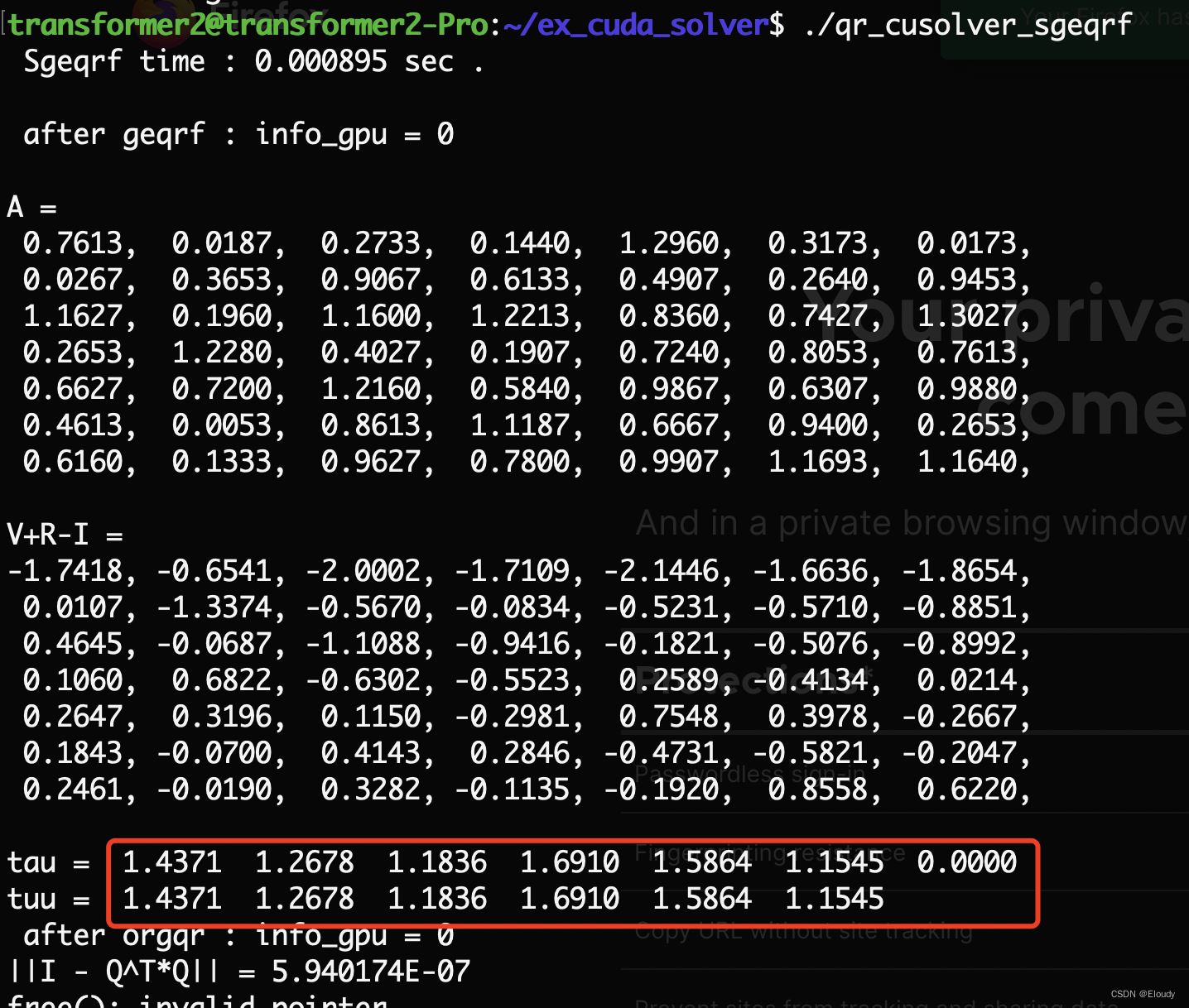 分析 cusolverDnSgeqrf 的具体算法_cusolver workspace-CSDN博客