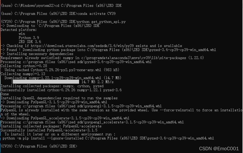 Zed 深度相机 Python 安装_zed 4.0 对应的python版本-CSDN博客