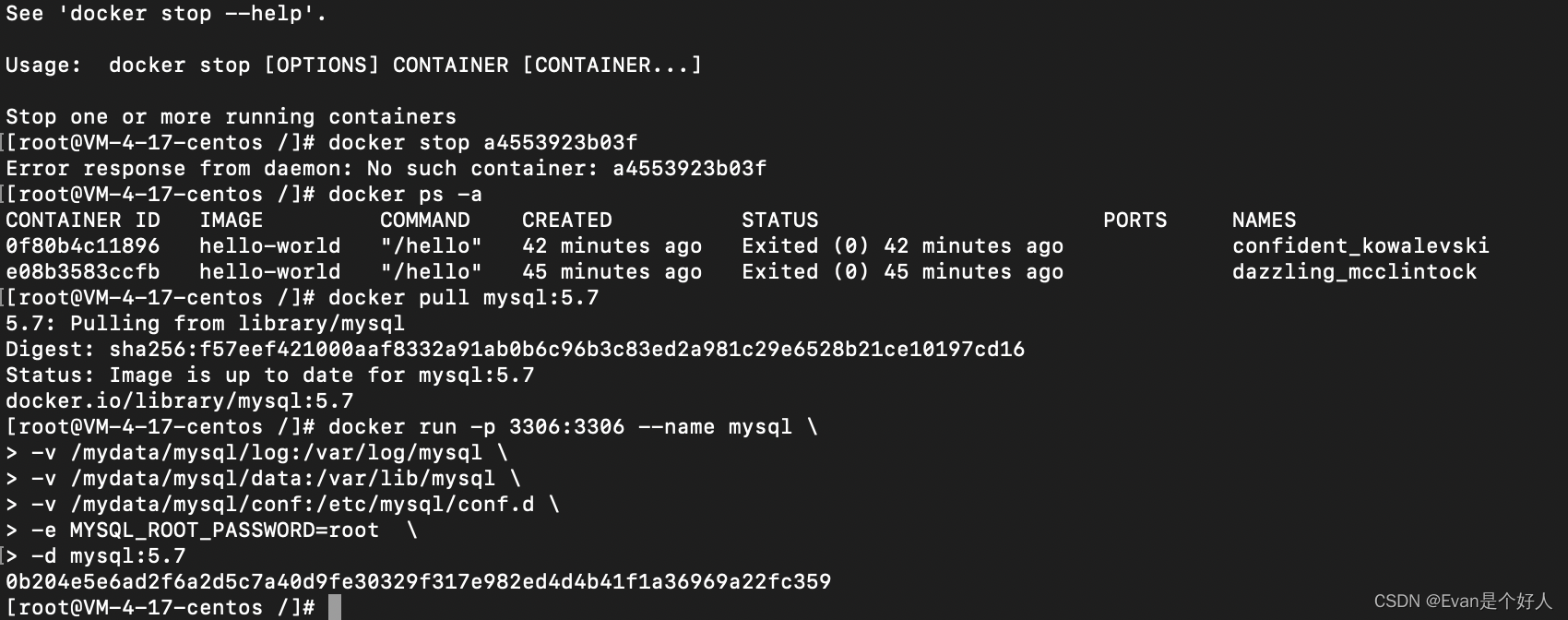 服务器运行mysql的时候出现：Error response from daemon: Container xxx is not running_error response from ...