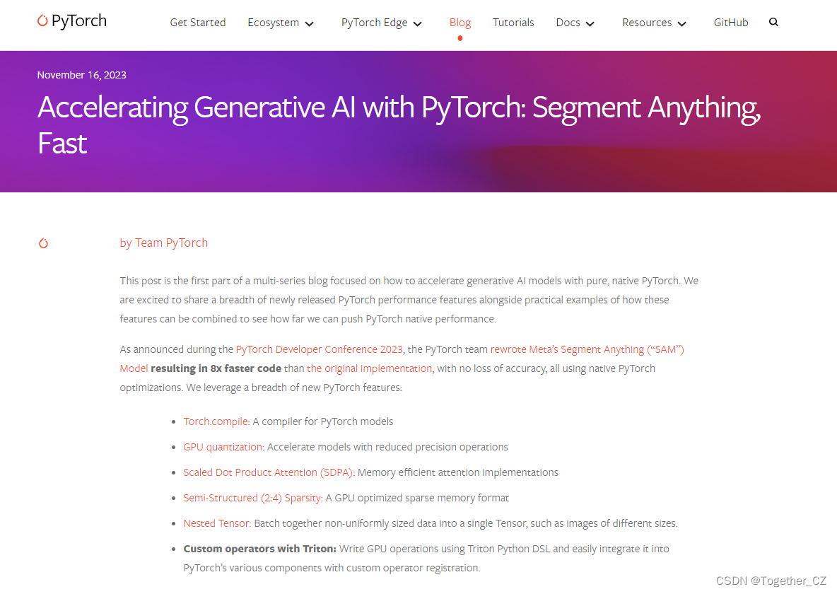 SAM-FAST:Accelerating Generative AI with PyTorch: Segment Anything, Fast基于官方PyTorch团队开发原生SAM提速8倍 ...