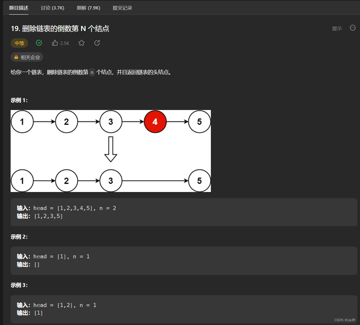 Leetcode 19 删除链表的倒数第 N 个结点 Csdn博客 8821