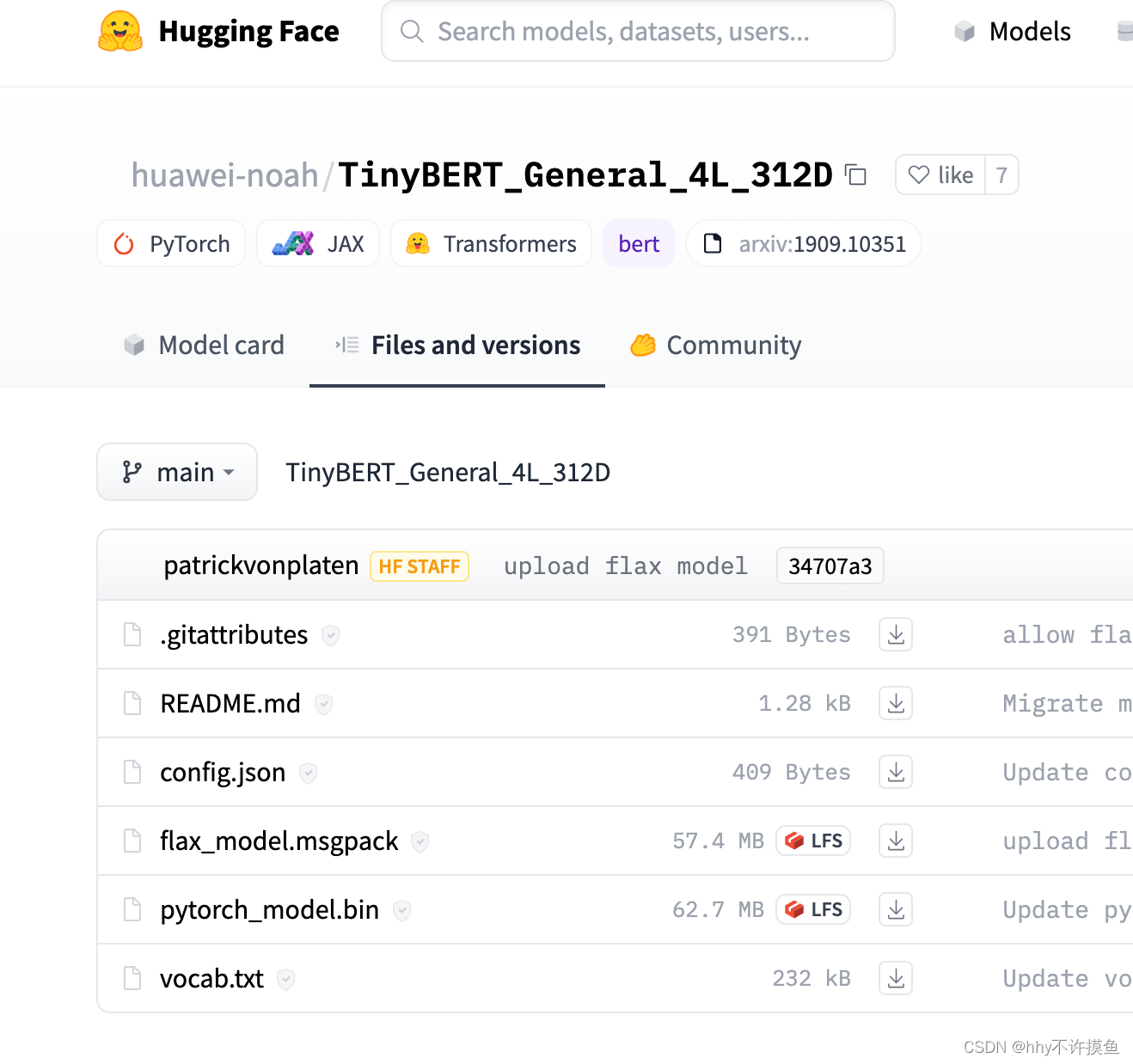 使用Hugging Face预训练Bert处理下游任务显存占用过多_tinybert加载到显卡中占用显存-CSDN博客