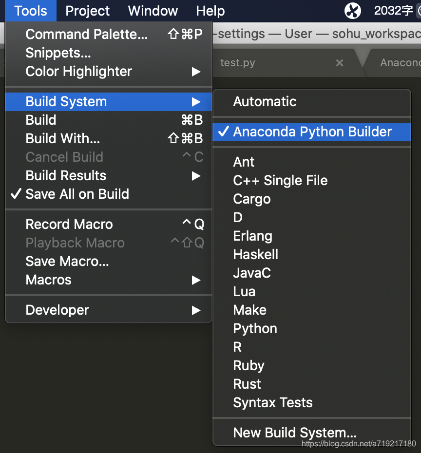 Mac 系统下 sublime text3 + anaconda + python 配置_mac sublime anaconda-CSDN博客