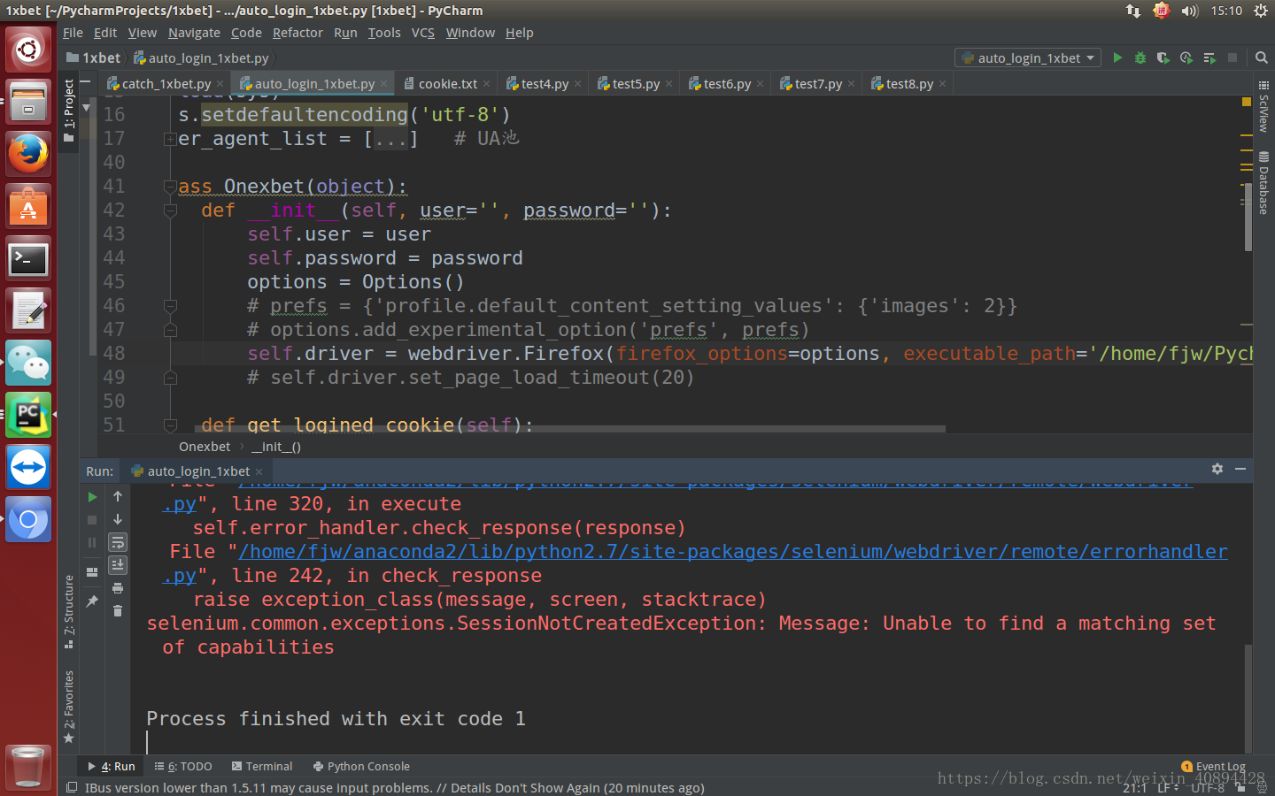python selenium关于Message: Unable to find a matching set of cap的错误_python 打开浏览器报错unable to find a ...
