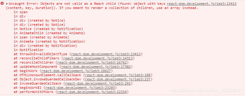 Uncaught Error: Objects are not valid as a React child (found: object with keys {content, key ...