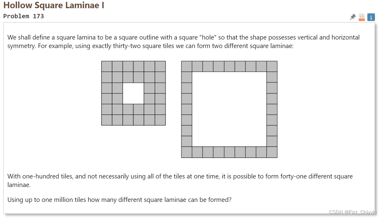 Project Euler_Problem 173_Hollow Square Laminae I_project euler problem 173的官方解答,当n=100时答案-CSDN博客