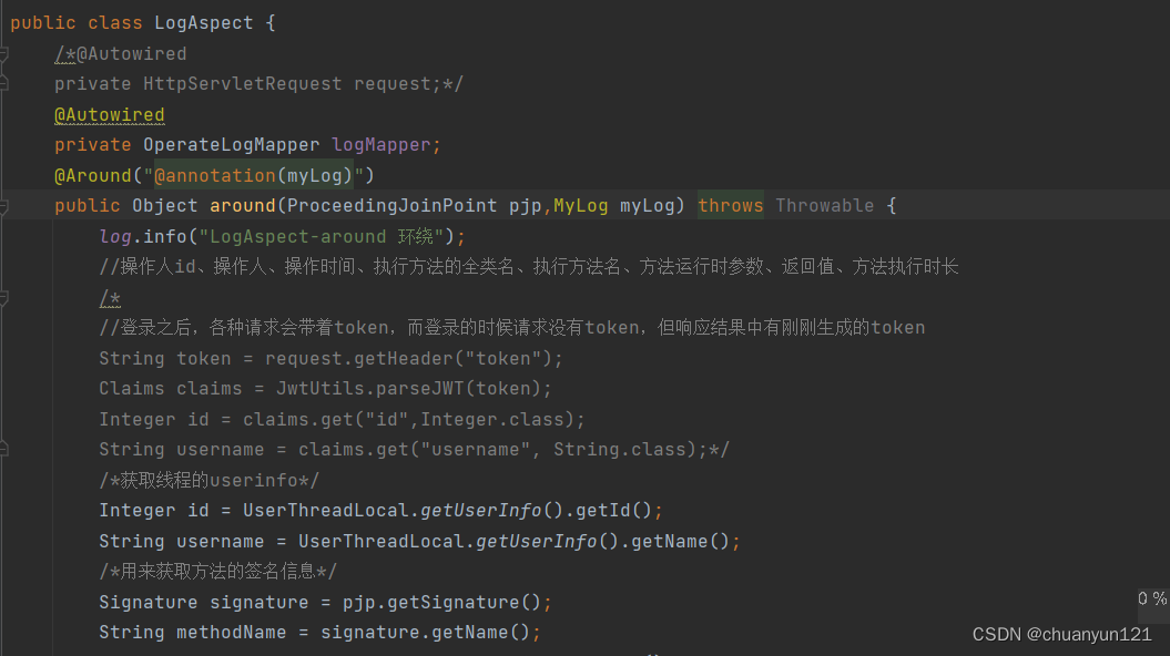 AOP Around报错 Mylog 和 ProceedingJoinPoint 的参数位置错误_nested exception is ...